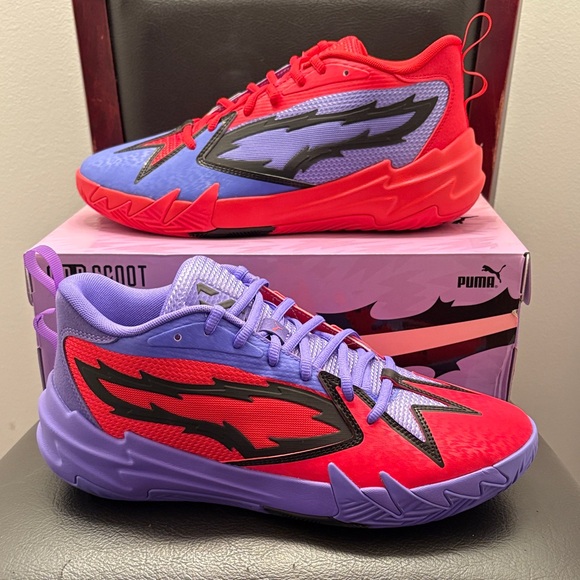 Puma | Shoes | New Puma Scoot Basketball Sneakers Red And Purple ...
